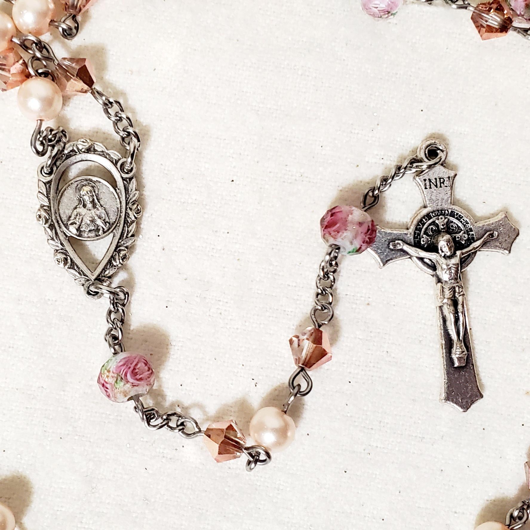 Pink Floral Rosary, Most Holy Rosary of the Blessed Virgin Mary ...